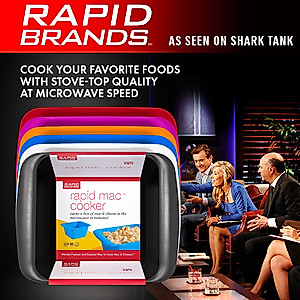 Rapid Mac Cooker | Microwave Macaroni & Cheese in 5 Minutes | Perfect for Dorm, Small Kitchen or Office | Dishwasher-Safe, Microwaveable, BPA-Free… (Blue & Orange, 2-Pack)