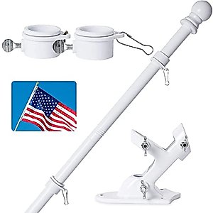 yacawa Flag Pole Kit for House with Holder Upgraded Tangle Free Flagpole Rings 5ft Stainless Steel Flagpole Wall Mounted American White Flagpole for Residential Garden Yard Truck with Bracket