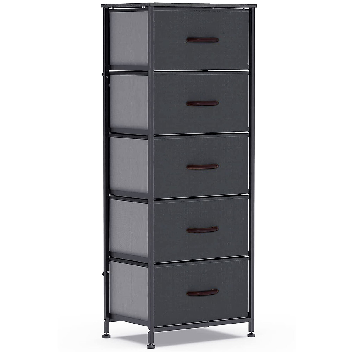 DHMAKER Fabric Dresser for Bedroom, Vertical Dresser with 5 Drawers, Storage Tower with Fabric Organizer, Tall Dresser, Dresser & Chests of Drawers for Closet, Nursery Hallway, Dark Indigo