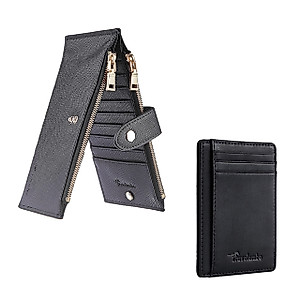 Travelambo Womens Multi Card Case Wallet & Front Pocket Minimalist Leather Slim Wallet