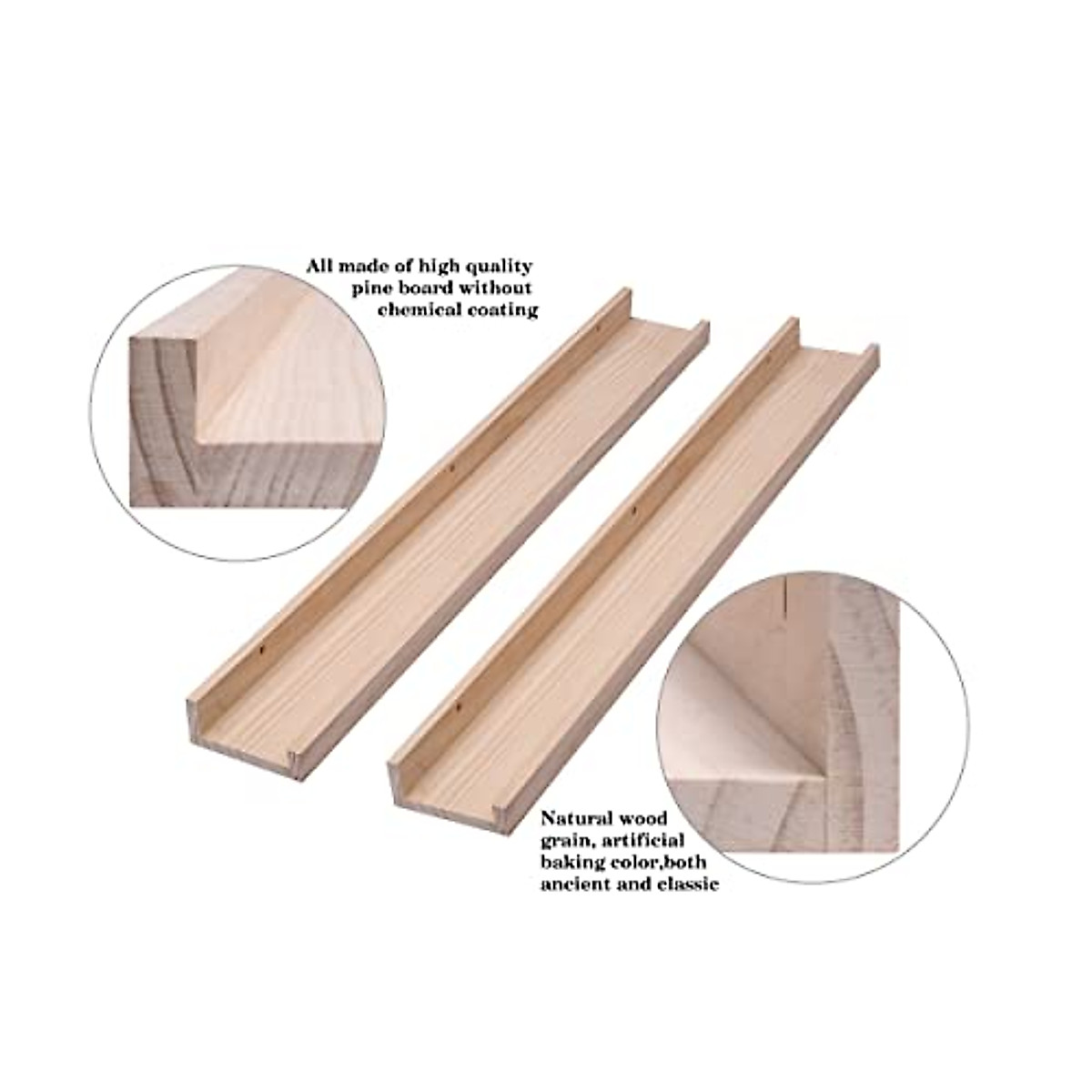 FISHFRUIT 36-in Floating Shelf, Wall-Mounted Wall Shelf, Picture Ledge, 3-Piece of The Same Size for Home Decoration, Bedrooms, Office, Living Room