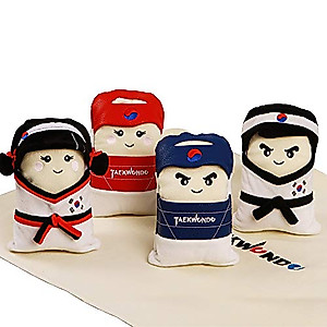 TAE-S] Taekwondo Inspired Super Cozy Fleece That Can Transform Into a Doll - Thoughtful Gift Idea for Martial Arts and Taekwondo Students and Teachers (White Uniform Boy)