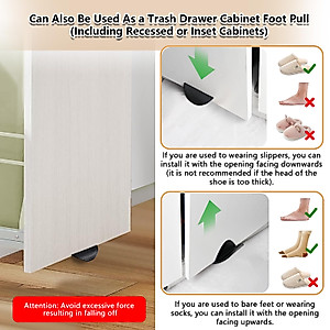 Tryly 2 Pcs Trash Cabinet Foot Pull for Trash Drawer, Metal Cabinet Foot Pull, Plastic Adhesive Cabinet Handle, Cabinet Trash Can Pull Out Kit, Handless Handle for Full Overlay Cabinet Door (2)