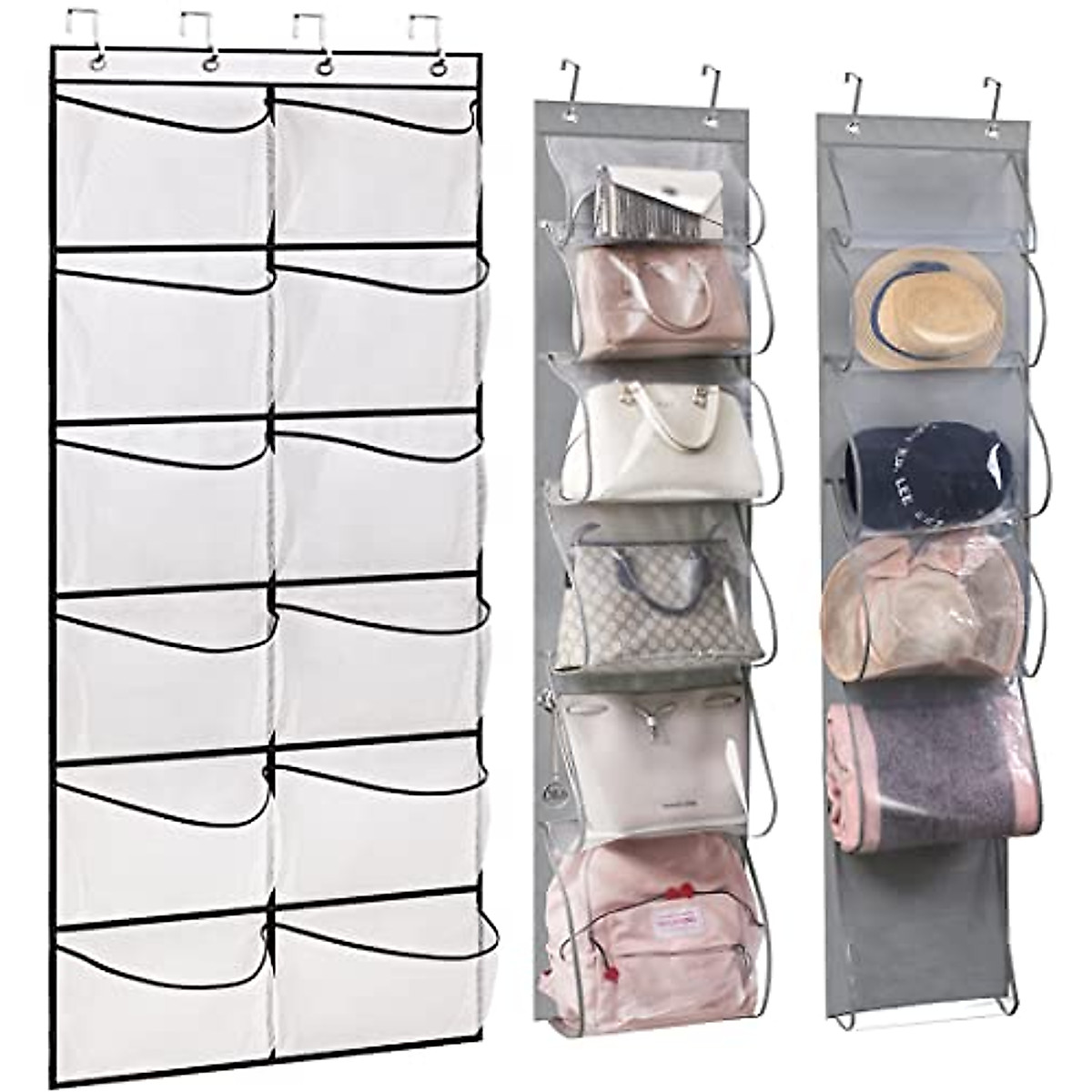 KIMBORA 12 Extra Large Pockets Shoe Organizer and 2 Packs Hanging Purse Organizer