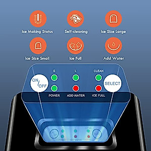 Generic Ice Maker Portable and Compact Ice Maker Machine, Electric High Efficiency Express Clear Operation Control Panel with Ice Scoop, Home Mini Ice Machine, for Parties Mixed Drinks(Medium), white