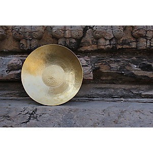 De Kulture Handmade Pure Brass Fruit Plate for Serving Traditional Dinner Serveware & Pooja Thali, Ideal for New Year, Anniversary, Birthday Gift, 10" D inches, Golden