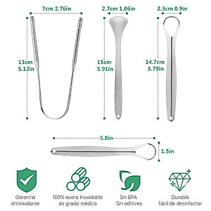 Tongue Scraper for Adult Kids, 5 Pack Stainless Steel Tongue Scraper for Oral Care, Reduce Bad Breath, with Metal Storage Box