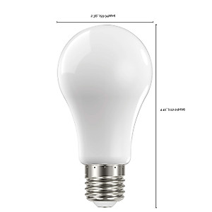 Satco S12440 A19 LED 4-Bulb Value Pack, 100W Replacement, 2700K, White