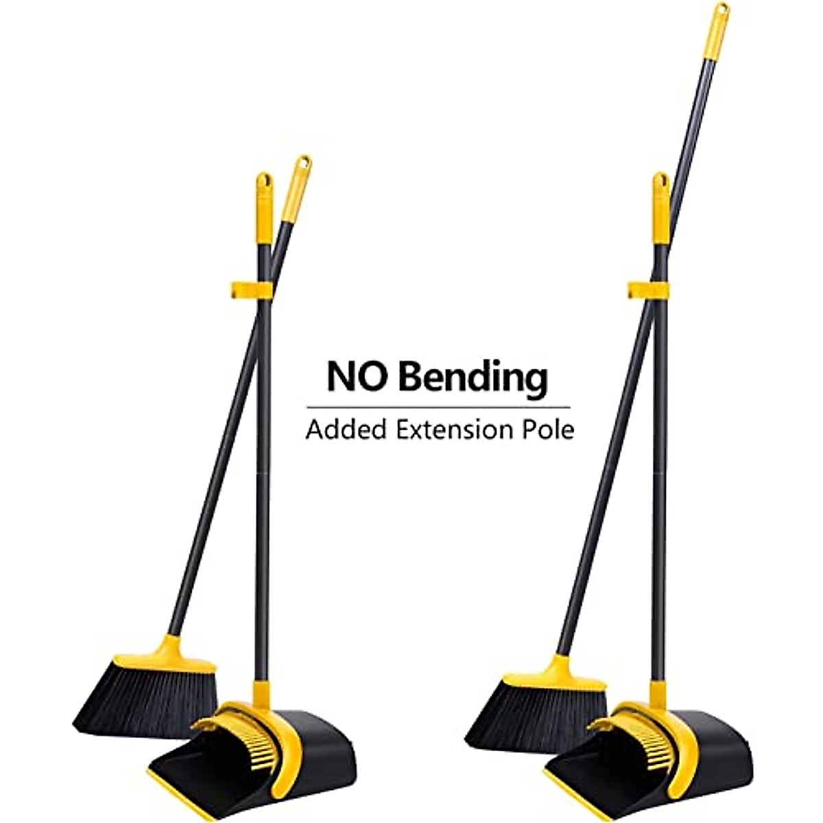 Broom and Dustpan Set, Broom and Dustpan, Broom and Dustpan Set for Home, Upgrade 52" Long Handle Broom with Stand Up Dustpan Combo Set for Office Home Kitchen Lobby Floor Use, Dust pan and Broom Set