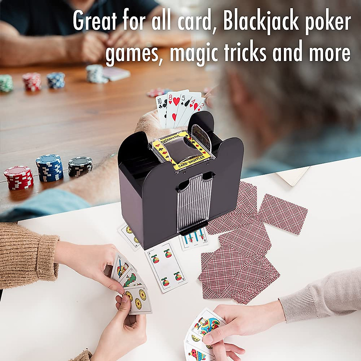 Killer's Instinct Outdoors Automatic Card Shuffler 6 Deck for Home Card Game Battery Operated Casino Electric Shuffler for Poker Professional Shuffling Machine for Blackjack