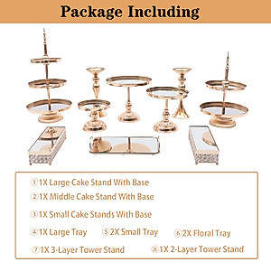 Cake Stand Set, Set of 10 Metal Cake Stands, Cupcake Holder Stand Dessert Pastry Candy Display Plate, Cake Pop Stand Display Cupcake Tower Treats Contemporary Cakes Candy Station, for Wedding Decor