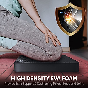 Fosmon Garnen Extra Thick Kneeling Pad, Water Resistant Bath Kneeler, High Density Large Kneeling Mat, Durable Foam Cushion for Garden, Yard, Baby Bath, Yoga, Exercise, 17.6 x 11 x 1.5 inches, Black