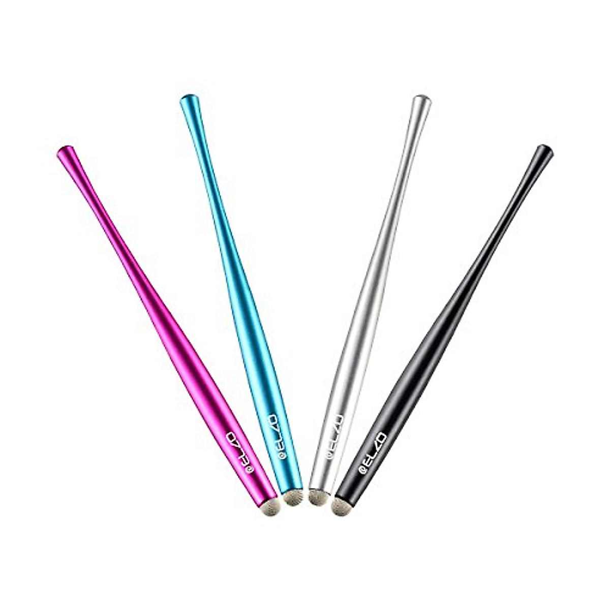 ELZO Capacitive Stylus Pens Premium Metal Slim Combo 4 Pcs Tips for All Touch Screens iPad & Android Tablets DELL/Samsung/HP/Asus/Surface/Samsung/iPhone/LG (Black, Silver, Light Blue & Rose Red)
