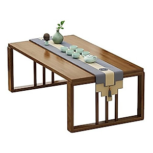Bamboo Foldable Coffee Table, Japanese Tatami Table, Retro Meditation Low Table, 13 inch Tall Meditation Table (Color : A, Size : 70 * 42 * 33cm)