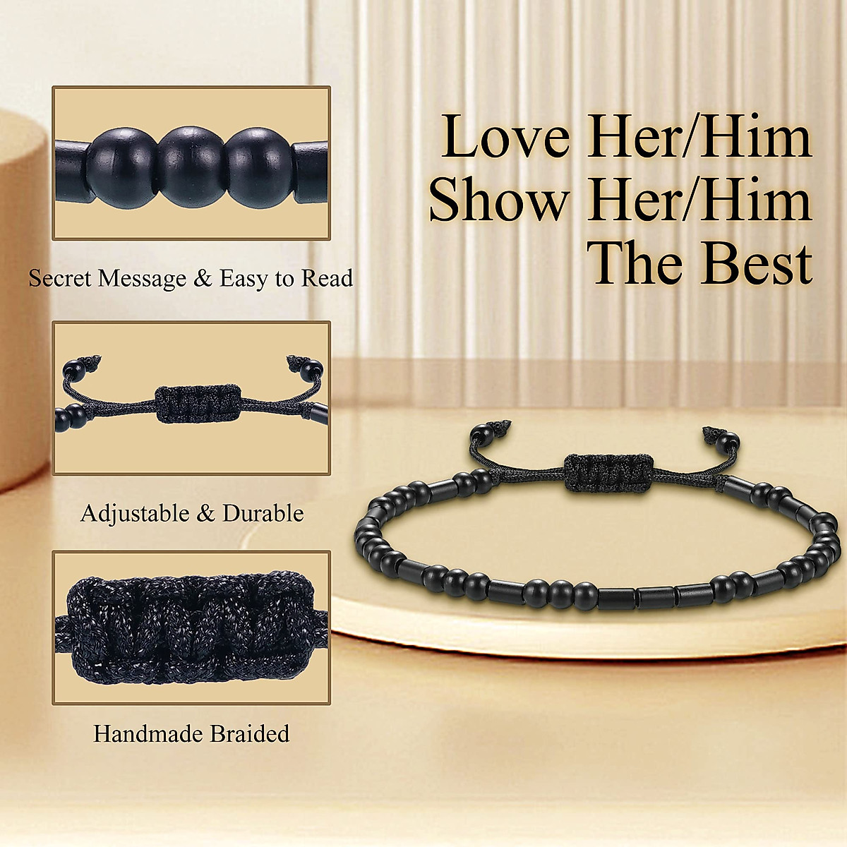 Btysun Memorial Gifts for Loss of Mother Father Morse Code Bracelets for Women Bereavement Secret Message Mourning Link Bracelet