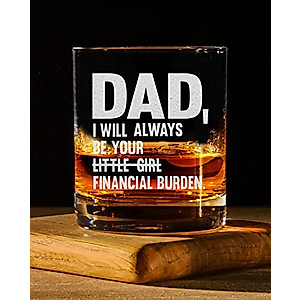 CARVELITA Dad I Will Always Be Your Little Girl Financial Burden 11oz Engraved Whiskey Glasses - Dad Gifts From Daughters, Funny Dad Glasses, Financial Burden Dad Mug, Dad Favorite Child