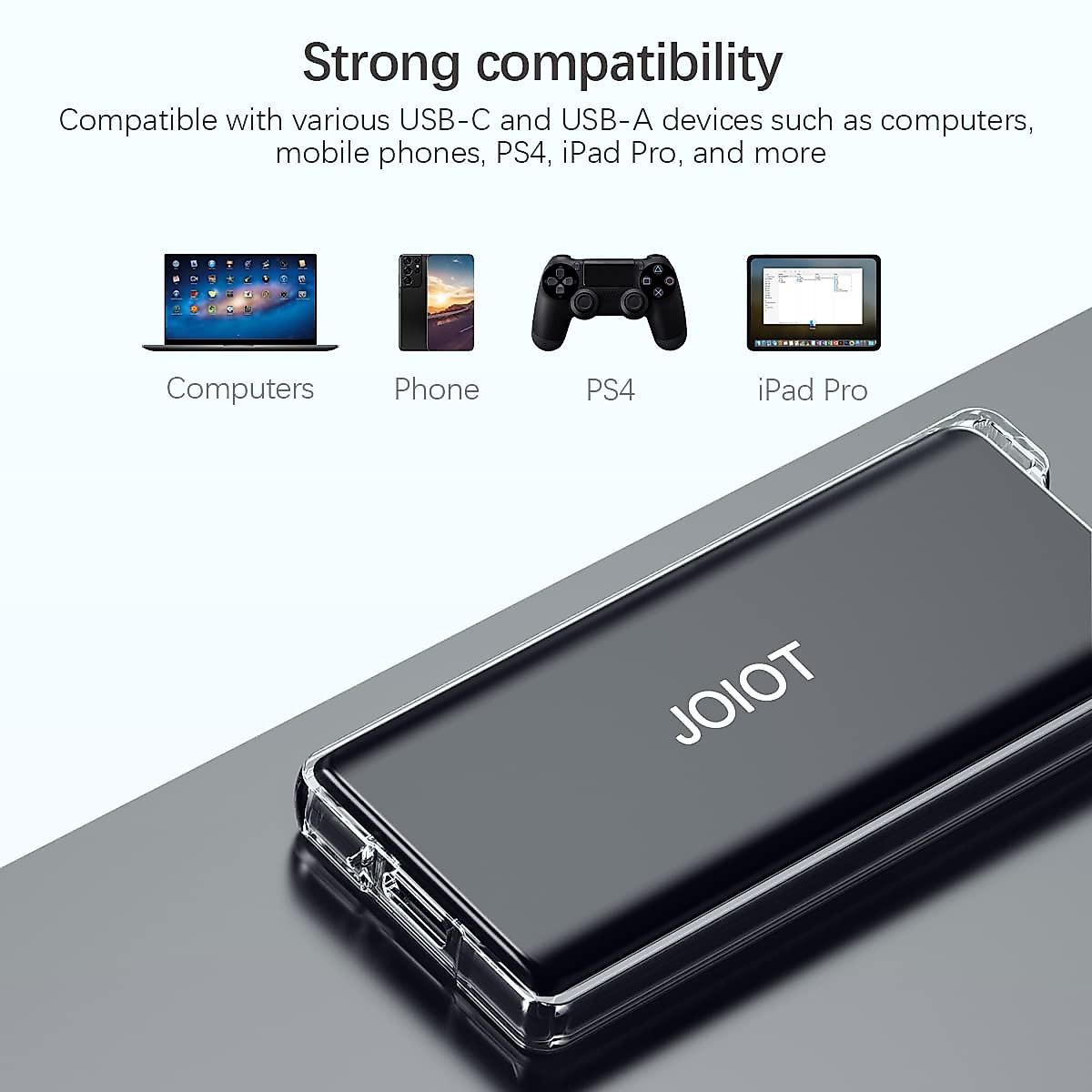 JOIOT 500G Portable External SSD USB 3.1 Type C Flash Drive External Solid State Drive Portable SSD Type A to C Cable for PC/Laptop/Mac/Android/Linux