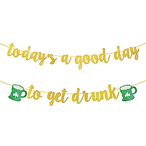 Weimaro Today is a Good Day to Drunk Banner, Funny Drinking Saint St Patricks Day Lucky Party Decorations, Irish St. Patrick’s Day Decorations, Lucky Irish St Pattys Day Decor