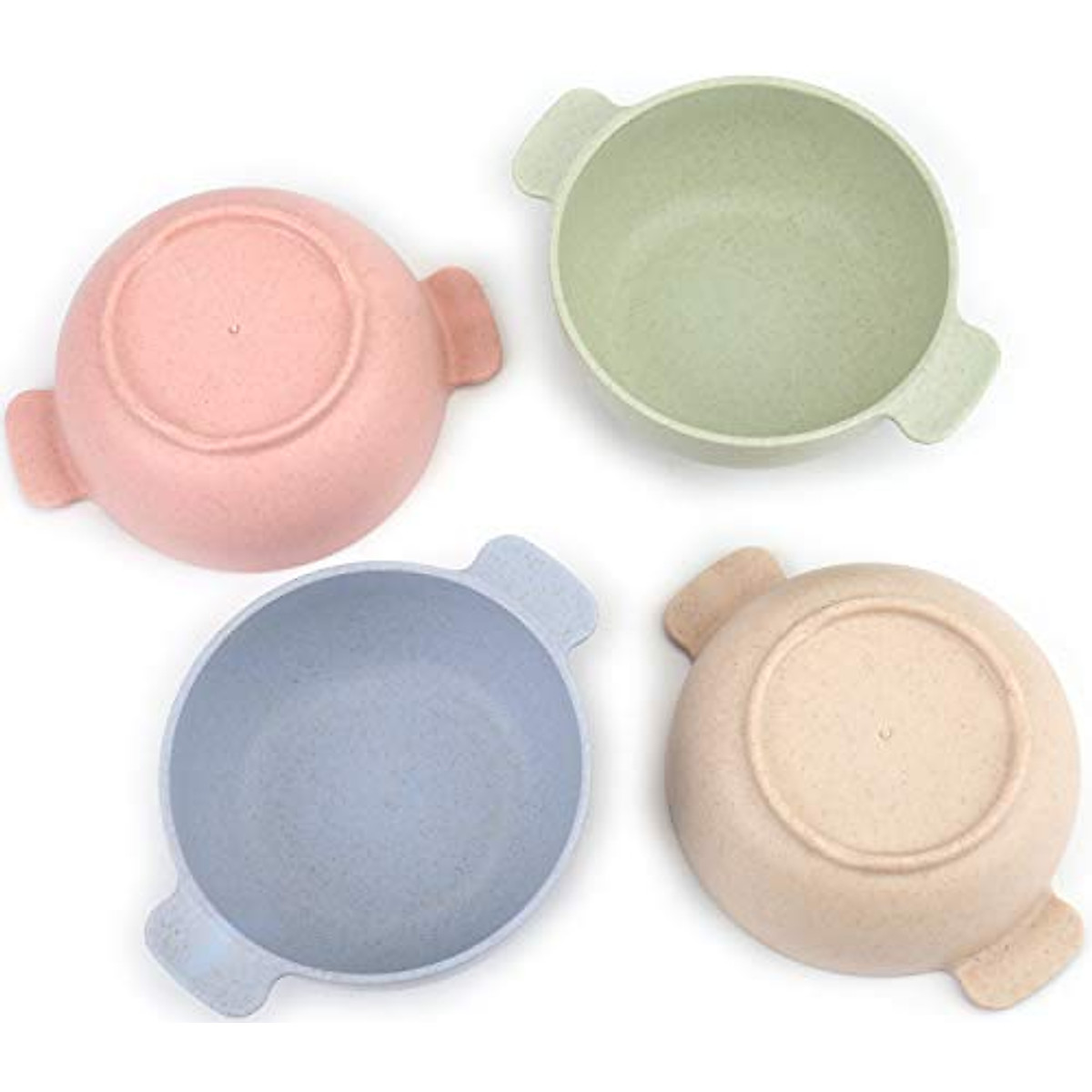 Nicunom 13 OZ Unbreakable Kids Plastic Bowls with Spoons, Reusable Cereal Bowl Wheat Straw Snacks Small Bowl Sets for Baby Kids Toddler, Microwave Dishwasher Safe,