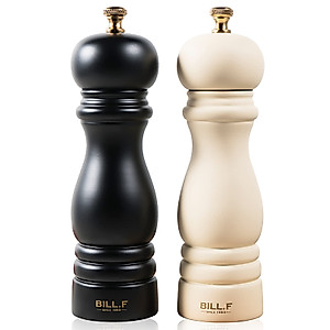 Salt and Pepper Grinder Pepper Mill Grinder Pepper Grinders Shakers Salt Mill Set of 2 with Adjustable Ceramic Rotor 7 Inch Black and White