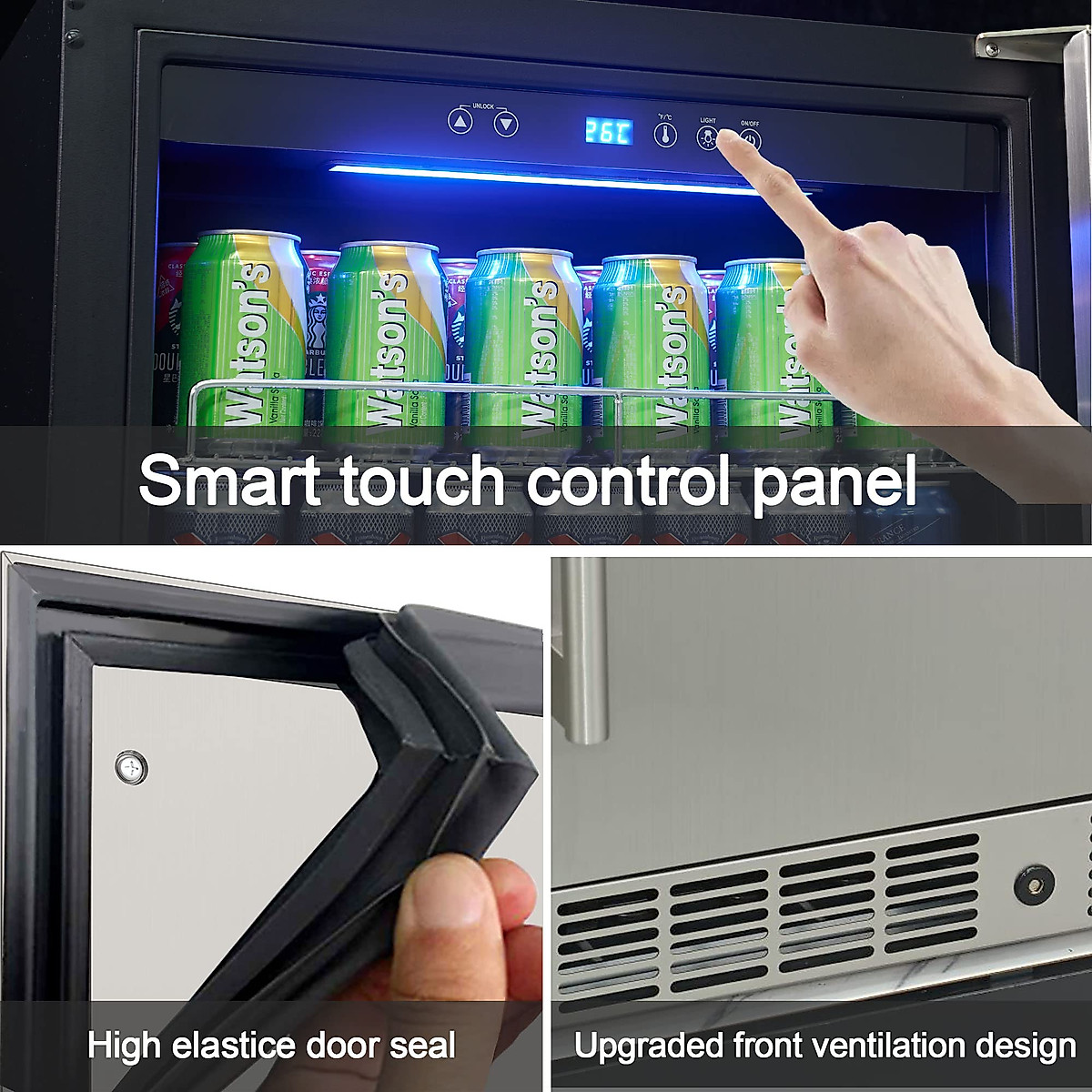 MGMEDOS 24 inch Undercounter Refrigerators Beverage Fridge Single Drawer Fridge with Digital Display for Indoor Outdoor Patio