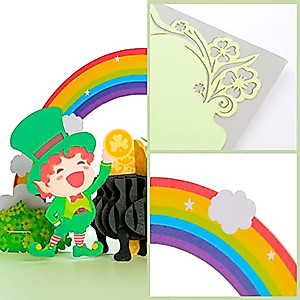 CUTE POPUP - Funny St Patricks Day Pop Up Cards, Green Shamrock 3D Card, New Grand Opening Card, Birthday Card, Surprising Present for Kids, Good Luck, Get Well for Family and Irish Friends