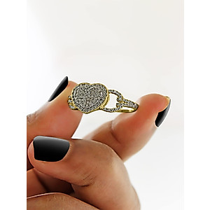 Pretty Jewels 10k Yellow Gold 1/3 cttw Round Cut Natural White Diamond Ladies Heart Cluster Engagement Promise Ring for Women Wedding Birthday (Diamond Color: H-I, Clarity: I1-I2, 0.33cttwRing Size-5