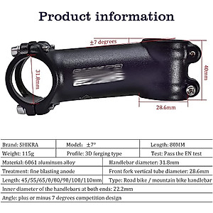 ZECHAO 31.8 Stem,7 Degree Ultralight Bike Handlebar Stem 35/45/55/60/65/70/80/90/100/110mm Suitable for Mountain Bike Road Bike BMX Mountain Bike Stem (Color : Red, Size : 45mm)