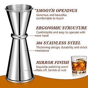 9 Pieces Jigger for Bartending Cocktail Jigger 2 oz 1 oz, 304 Stainless Steel Shot Glass Measuring Cup Shot Measure Jigger Double Japanese Jigger for Bartender Bar Supplies