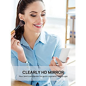 MIRRORNOVA Portable Folding Mirror, Ultra-Slim Durable Makeup Tabletop Mirror for Travel with Aluminum Shell, Mini Size, 3.3''