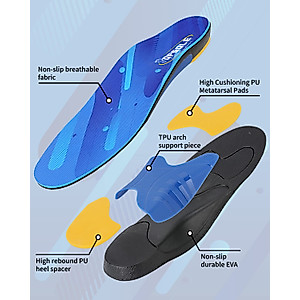 TOPSOLE {220+lbs}Standing All Day Heavy Duty Support Pain Relief Orthotics, Plantar Fasciitis High Arch Support Insoles for Men Women Metatarsalgia,Flat Feet,Feet Pain