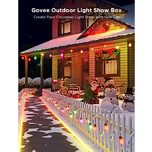Govee 50ft Permanent Outdoor Lights Bundle with Govee Outdoor Light Show Box, Bluetooth Smart Group Control 10 Devices, IP65 Waterproof, Battery Powered, USB Charged, Support Outdoor and Indoor Lights