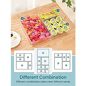 Kootek 6 Pcs Drawer Organizer Set, 3-Size Bathroom Drawer Organizers Makeup Trays Vanity Desk Dividers Versatile Storage Bins Clear Plastic Drawer Organization Container for Dresser, Kitchen, Office