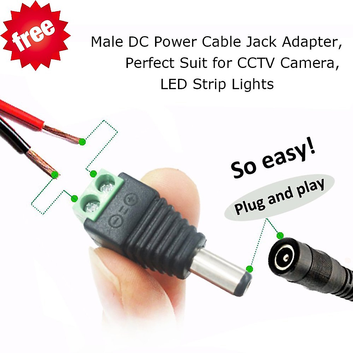 EWETON Power Adapter 12V 6A 72W 3-Pin Plug 100V-240V AC to DC 2.1x5.5mm w/ 8-Way Power Splitter Cable & DC Power Jack Connector Power Supply for CCTV Security Camera DVR, LED Strip Lights