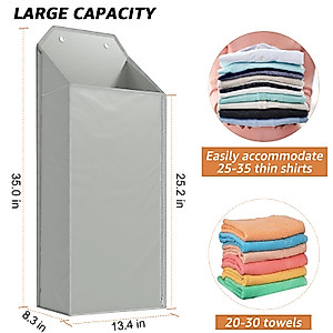 MaxGear Hanging Laundry Hamper, Over the Door Hamper with 2 Kinds of Hooks for Dirty Clothes Organizer, Wall Hanging Laundry Basket with Zipper for Bathroom, Wardrobe, Dormitory (Grey-1 Pack)