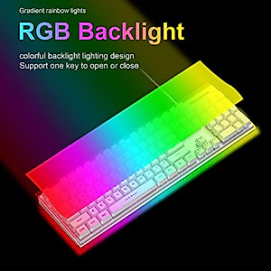MageGee Gaming Keyboard and Mouse Combo, True RGB Backlit Membrane Office Keyboard, 104 Keys Aluminum Panel USB Quiet Wired Keyboard for Windows Laptop PC - White/Silver