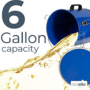 Crutello Grease Disposal Bucket - 6 Gallon Fryer Oil Disposal Caddy Transport Container with Locking Lid for Hot Cooking Oil