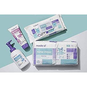 MADE OF The Better Baby Diapers - Hypoallergenic Diapers for Sensitive Skin, Unscented, 10 Hour Absorbency - Pediatrician and Dermatologist Tested - Size 0 (144 Count)