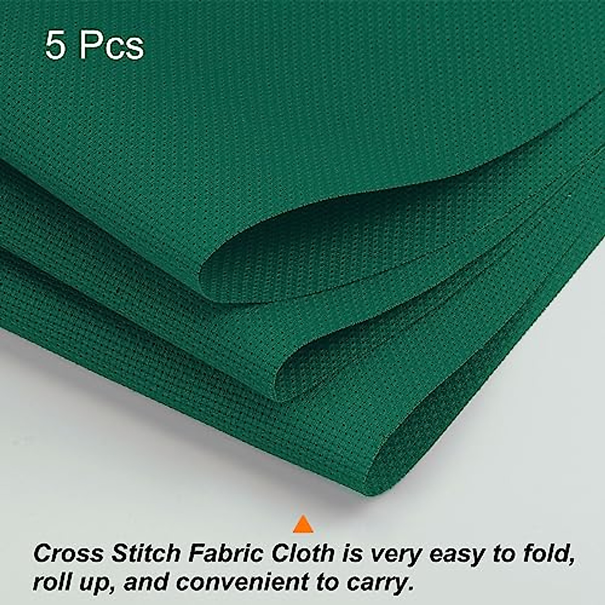 HARFINGTON 14 Count Cross Stitch Cloth 12 by 20 Inch Cross Stitch Fabric 5PCS Classic Reserve Embroidery Cloth for Craft Embroidery, Handmade Needlework, DIY Handicrafts, Grass Green