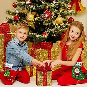 TOYANDONA 20pcs Christmas Felt DIY Stockings Crafts Create Your Own Santa Snowman Reindeer Christmas Decoration Ornaments Christmas Stocking Sewing Kits for Xmas Holiday Party