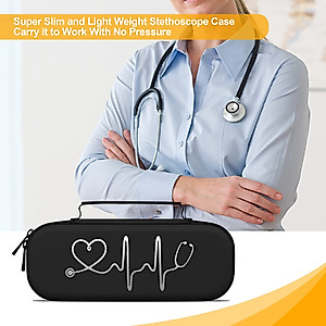 BOVKE Stethoscope Case, Lightweight Slim Stethoscope Holder Compatible with 3M Littmann Classic III, Lightweight II S.E, Littmann Cardiology IV, MDF Acoustica Deluxe Stethoscopes, Black