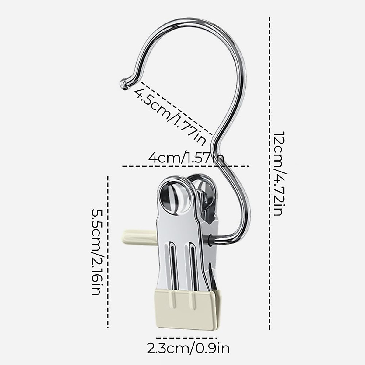 30 PCS Anti-Rust Clip Space-Saving Clothespin Hat Pants Storage Hanging Travel Hook, Heavy Duty Hanging Hooks Clip, 360° Rotating Stainless Steel Hanger Clips Towel Clips (Black, 30)