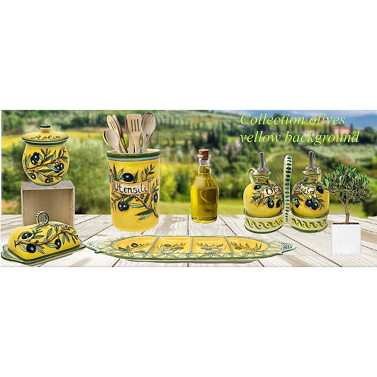 CERAMICHE D'ARTE PARRINI- Italian Ceramic Butter Dish Hand Painted Decorated Olives Made in ITALY Tuscan Art Pottery