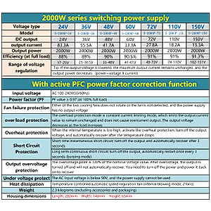 JINGMAIDA Switching Power Supply 2000W with PFC 110-240V AC to DC Power Supply 48V 41Amp 2000W for CCTV, Radio, Computer Project, LED Strip Lights, 3D Printer