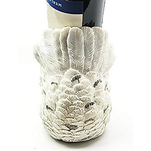 Ebros Wisdom of The Tundra Forest Beautiful Mystical Snowy Owl Wine Bottle Holder Figurine Storage Rack for Rustic Wildlife Decor Ideal for Cabin Lodge Country Design Decorative Party Hosting Kitchen
