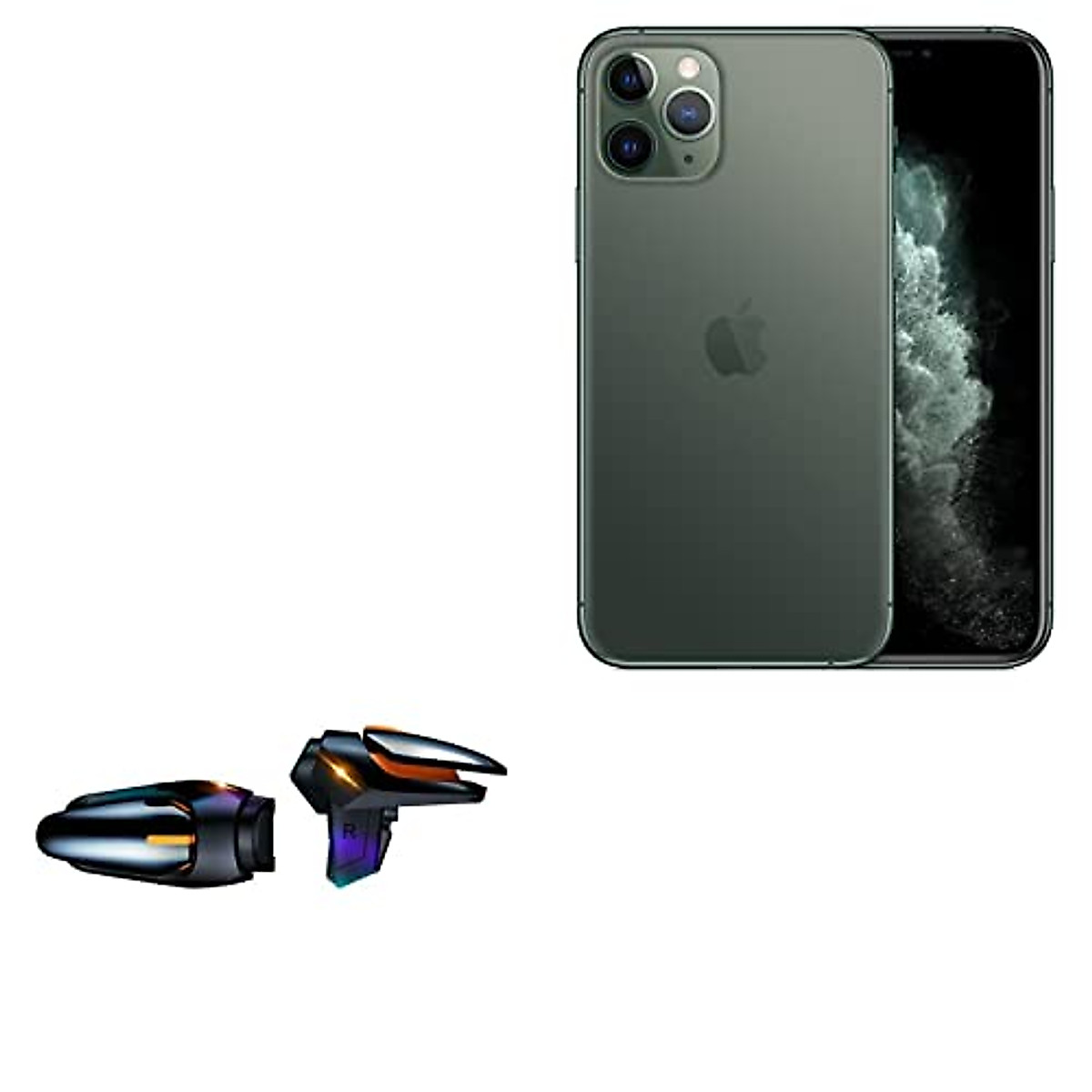BoxWave Gaming Gear Compatible With Apple iPhone 11 Pro - Touchscreen QuickTrigger Auto, Trigger Buttons Autofire Gaming Mobile FPS - Jet Black
