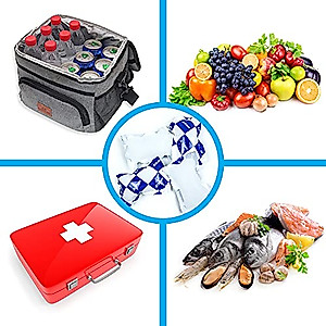 Small Dry Ice Pack Sheets for Shipping Frozen Food - 25 Freezer Ice Sheets for Coolers, Lunch Bags, Food, Camping Outdoor - Re-freezable Absorbent Water Refrigerant Pack - 4.7" x 3.3''