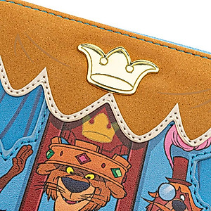 Loungefly x Disney Robin Hood Archery Tournament Zip-Around Wallet (Blue/Tan Multi, One Size)