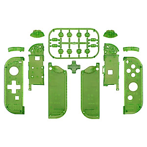 eXtremeRate Back Plate for Nintendo Switch Console, NS Joycon Housing Shell (D-Pad Version) with Full Set Buttons, DIY Replacement Shell for Nintendo Switch - Transparent Clear Green