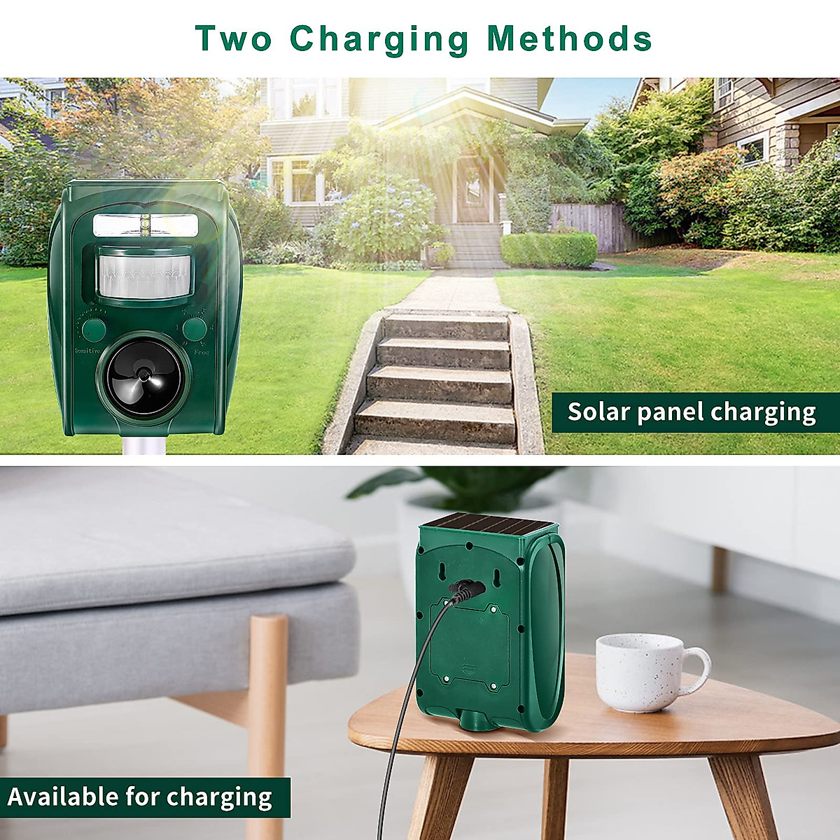 GOLDENPEAK Ultrasonic Animal Repellent Outdoor Cat Repellent Solar Animal Repeller. Motion Activated and Flashing LED Light Siren Repeller. for Dog, Raccoon, Deer, Bird, Skunk, Squirrel, Rabbit, Fox